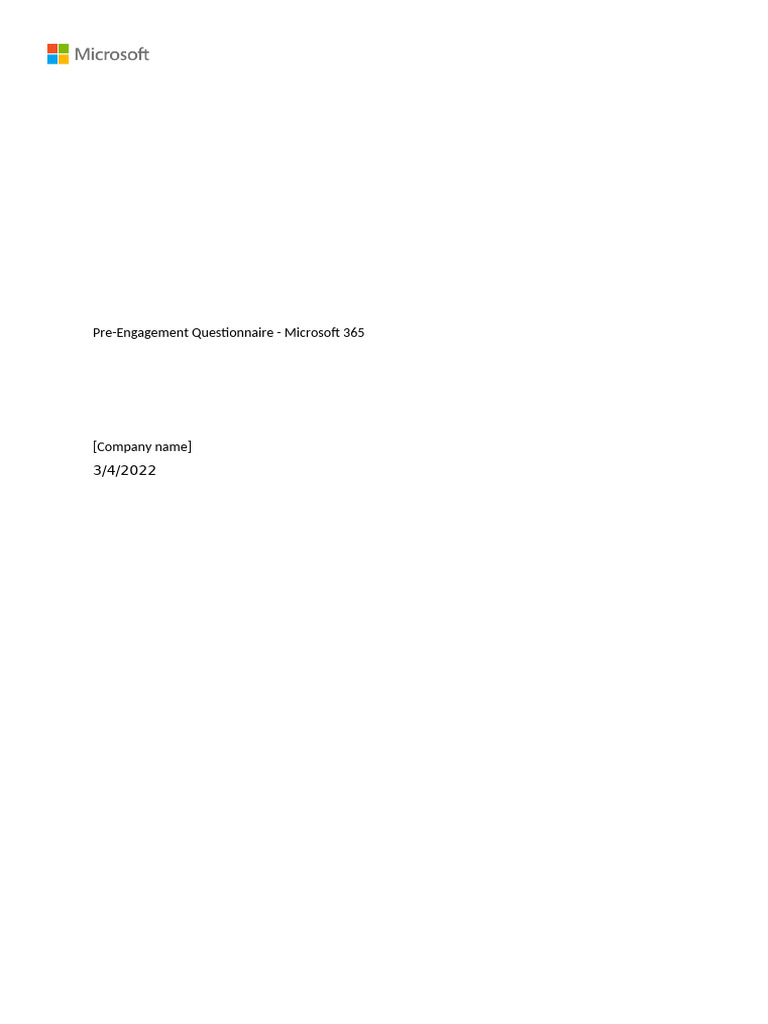Microsoft 365 Pre-Engagement Survey | PDF | Microsoft Office ...