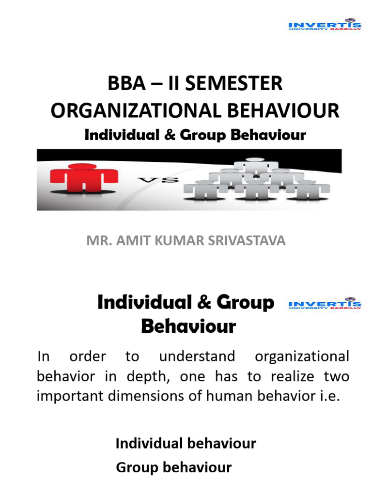 OB UNIT - 1 Lecture - 5 | PDF | Behavior | Attitude (Psychology)