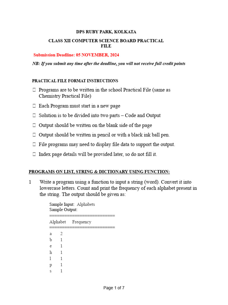 12 CS Practical File 2024 (1) | PDF | Text File | Databases