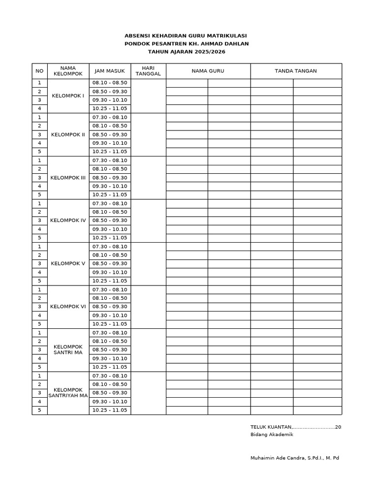 Absensi Guru | PDF