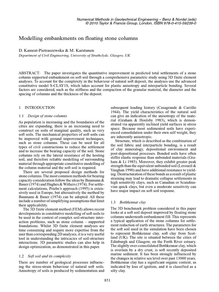 Stone Columns in Soft Soil Analysis | PDF | Geotechnical Engineering | Soil