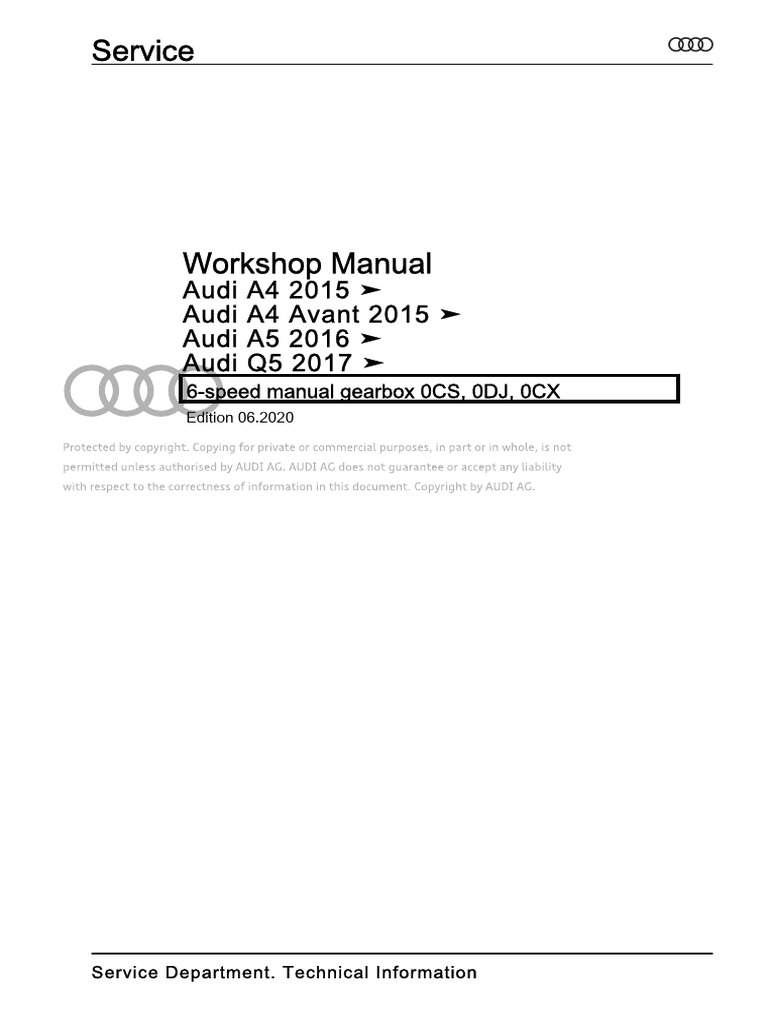Audi Workshop Manual Overview 2020 | PDF | Nut (Hardware) | Manual ...
