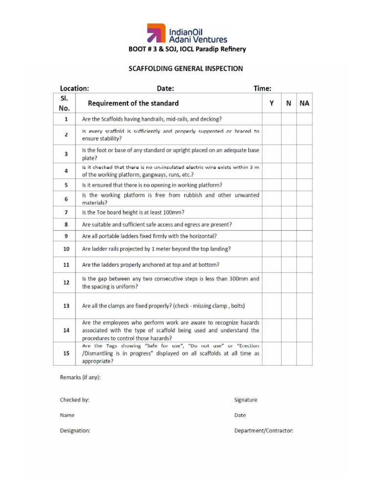 Scaffolding Checklist | PDF