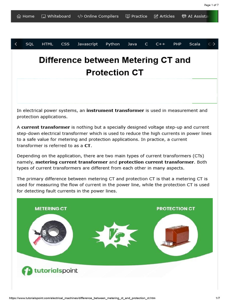 Difference Between Metering CT and Protection CT1-5 | PDF | Electronic ...