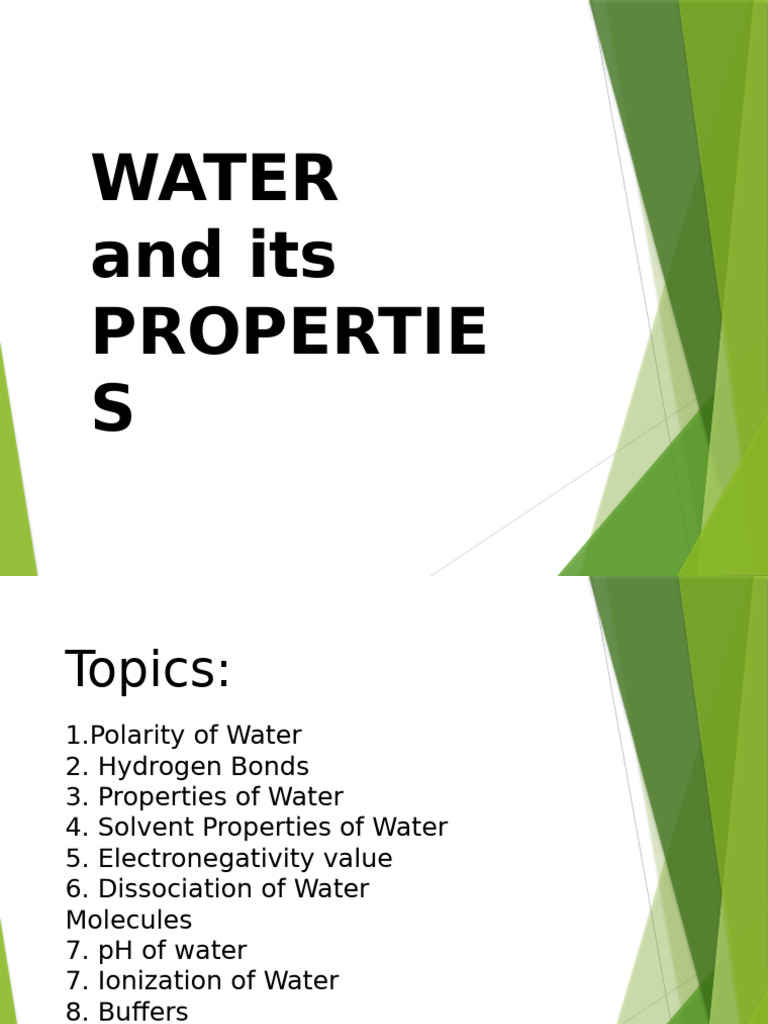 Key Properties of Water Explained | PDF | Ph | Acid