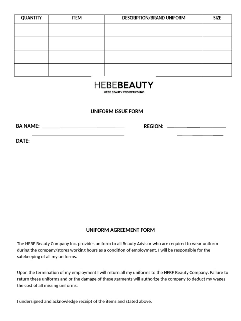 Hebe Ba Uniform Forms 1 | PDF
