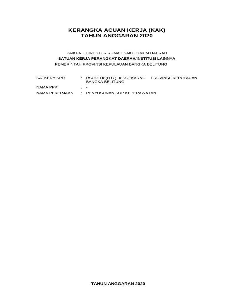 KAK SOP Keperawatan | PDF