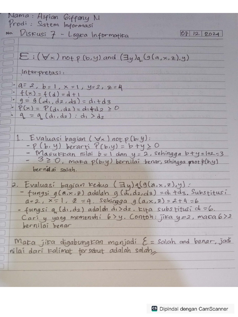 Diskusi 7 Logika - Alfian Giffany | PDF