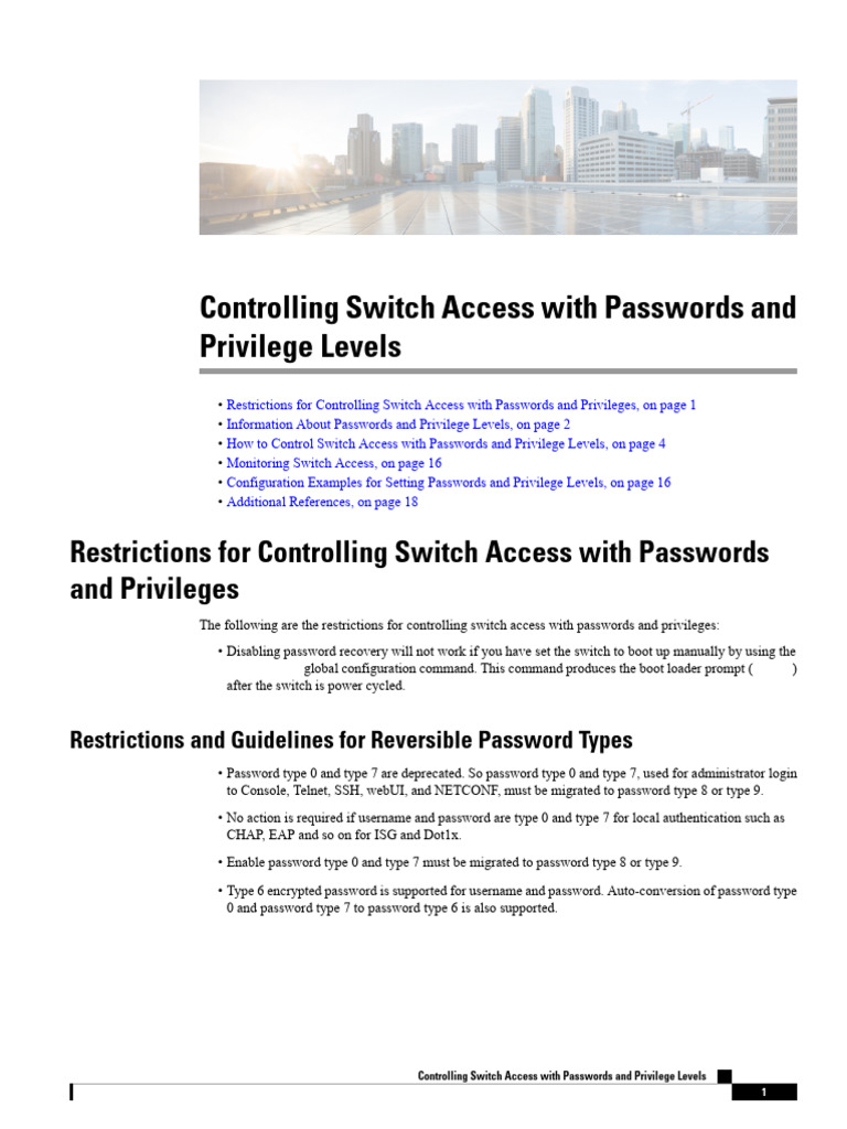 Controlling Switch Access With Passwords and Privilege Levels | PDF | Command Line Interface ...