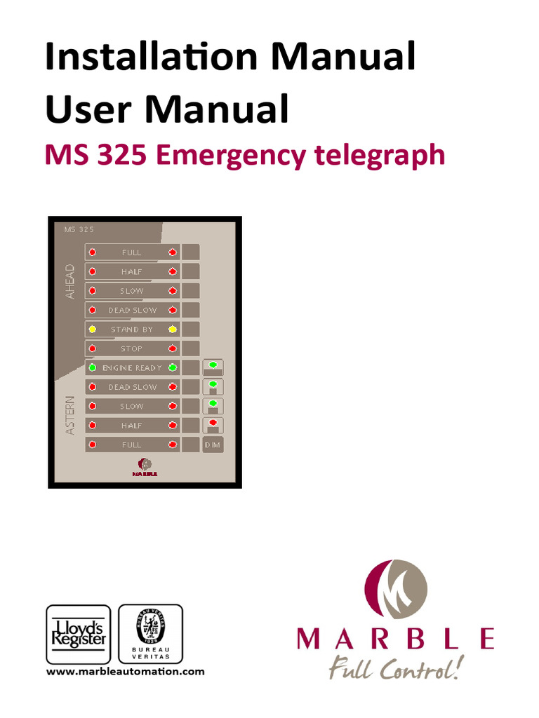 Marble MS 325 Emergency Telegraph Installation and User Manual (Version ...