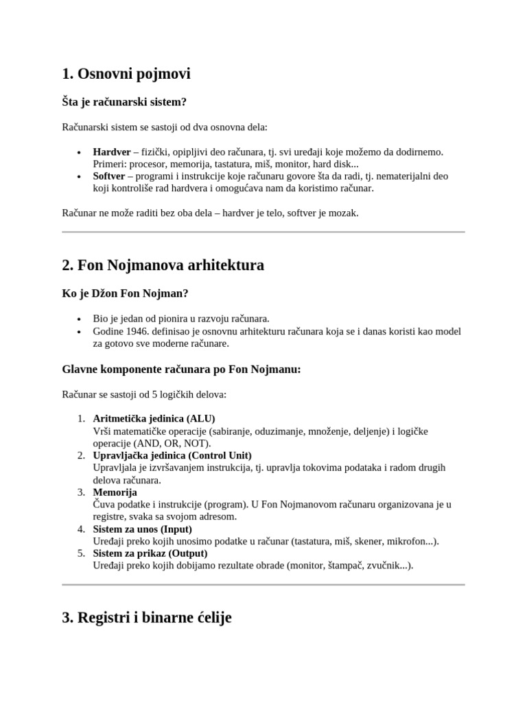 Racunarski Sistemi Prvi Test | PDF