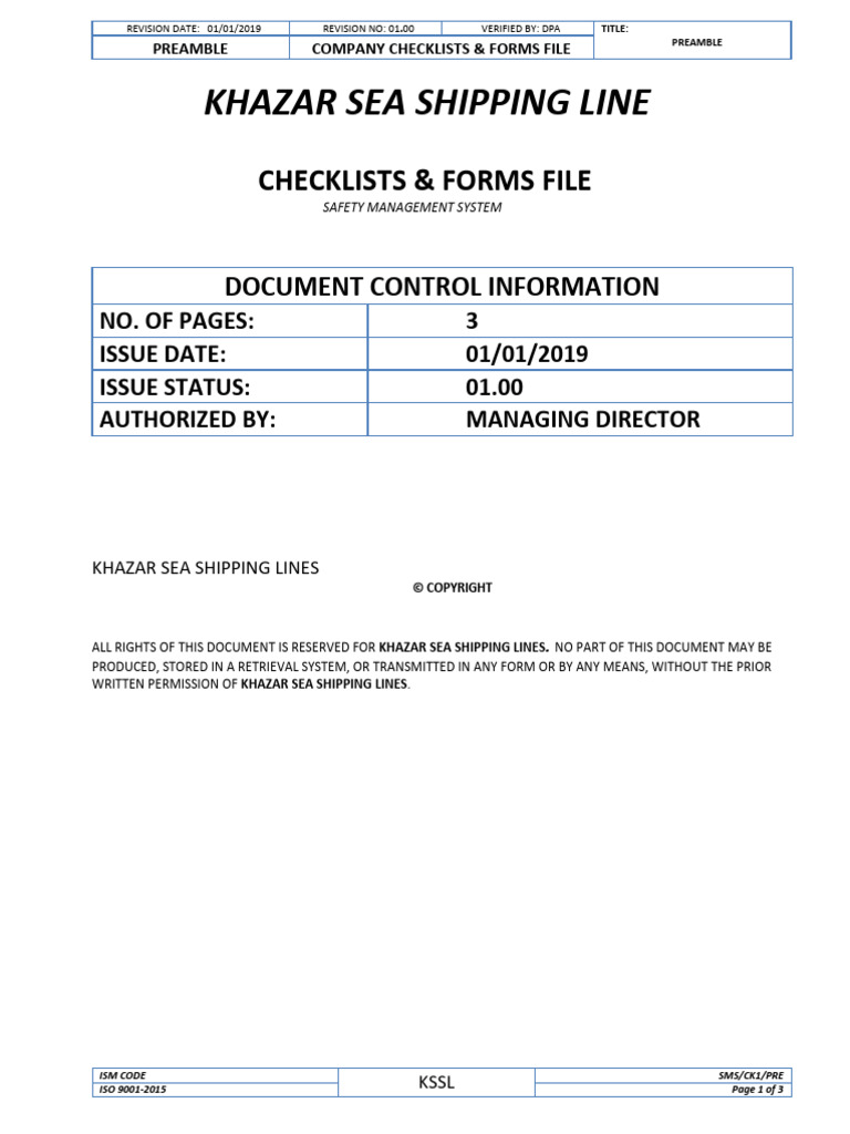 KSSL Safety Management Forms Index | PDF | Auditor's Report | Audit