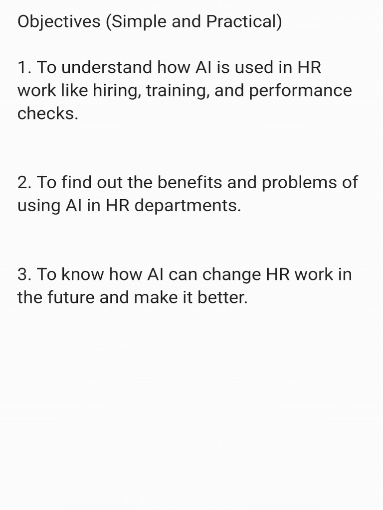 Objective Foe Impact of Ai On HR Operations - 250724 - 110039 | PDF