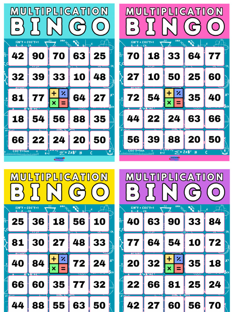 Copy 1 by 2s Ready to Print 30 Cards Multiplication Bingo for Grade 4 6 ...