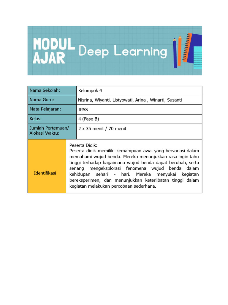 Modul Ajar IPAS Kelas 4: Perubahan Wujud | PDF