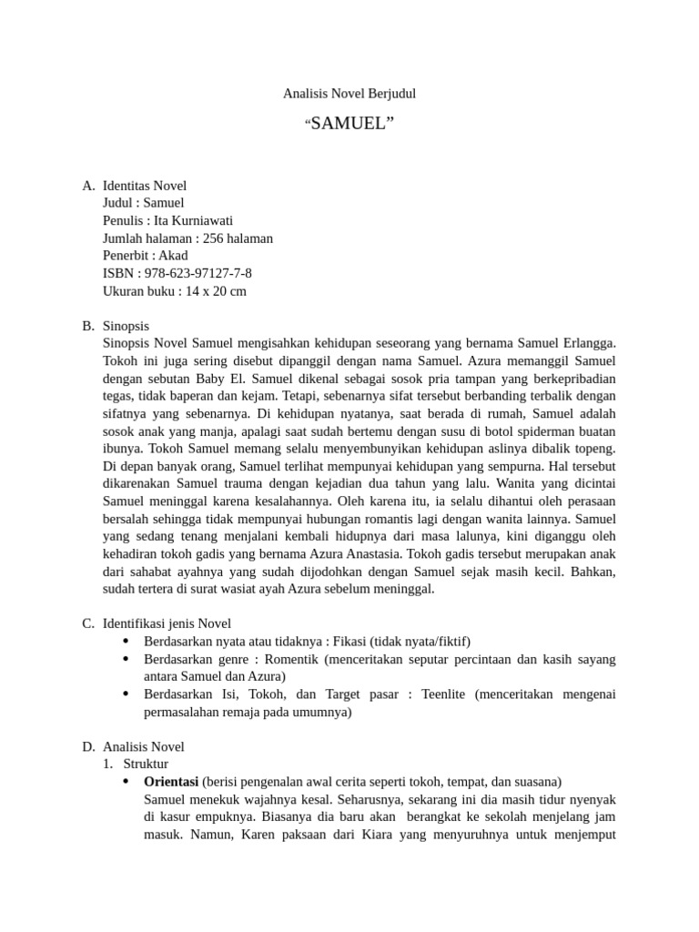 Analisis Novel "Samuel" oleh Ita Kurniawati | PDF