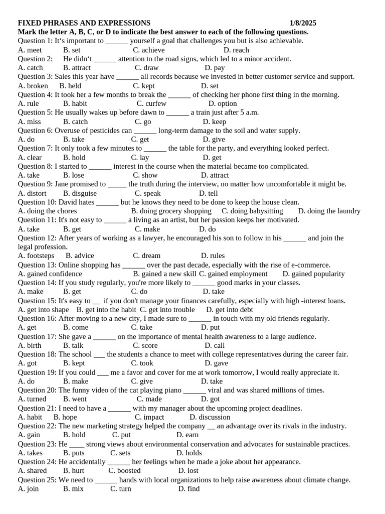 Fixed Phrases and Expressions 1 | PDF | Natural Environment