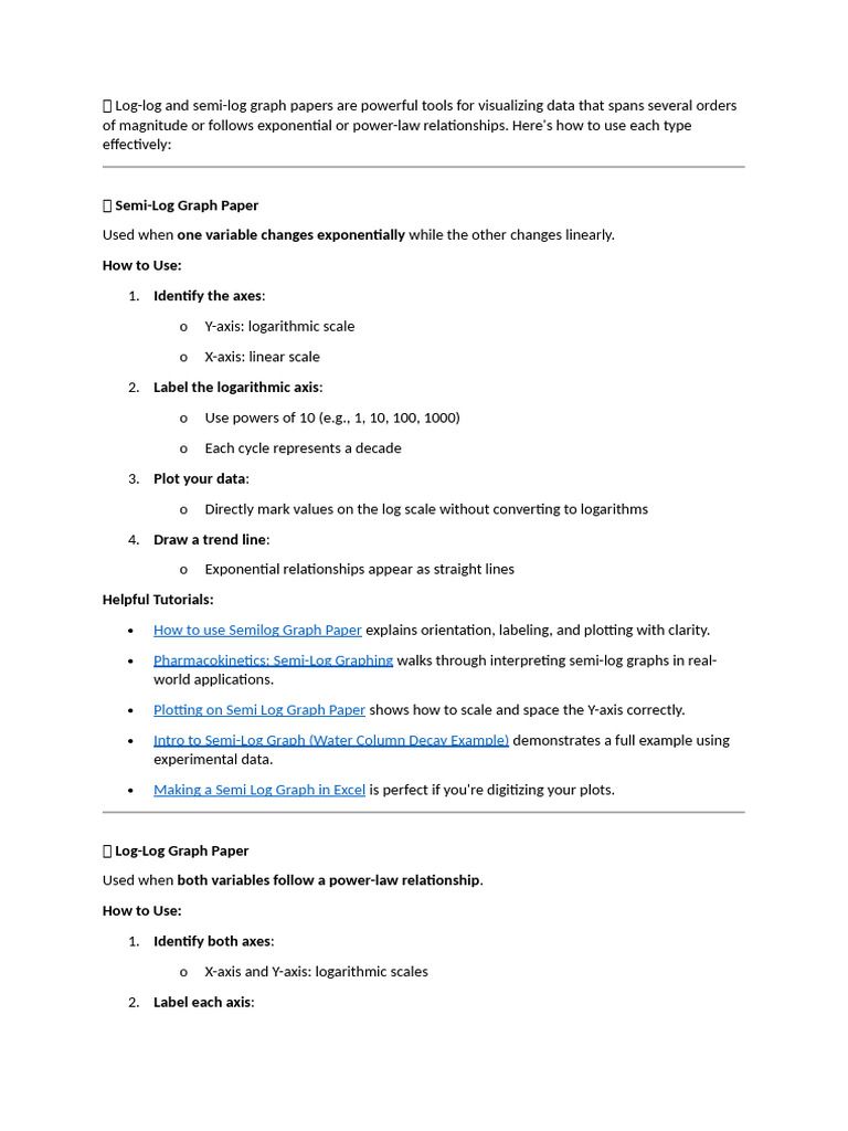Using Log-Log and Semi-Log Graphs | PDF