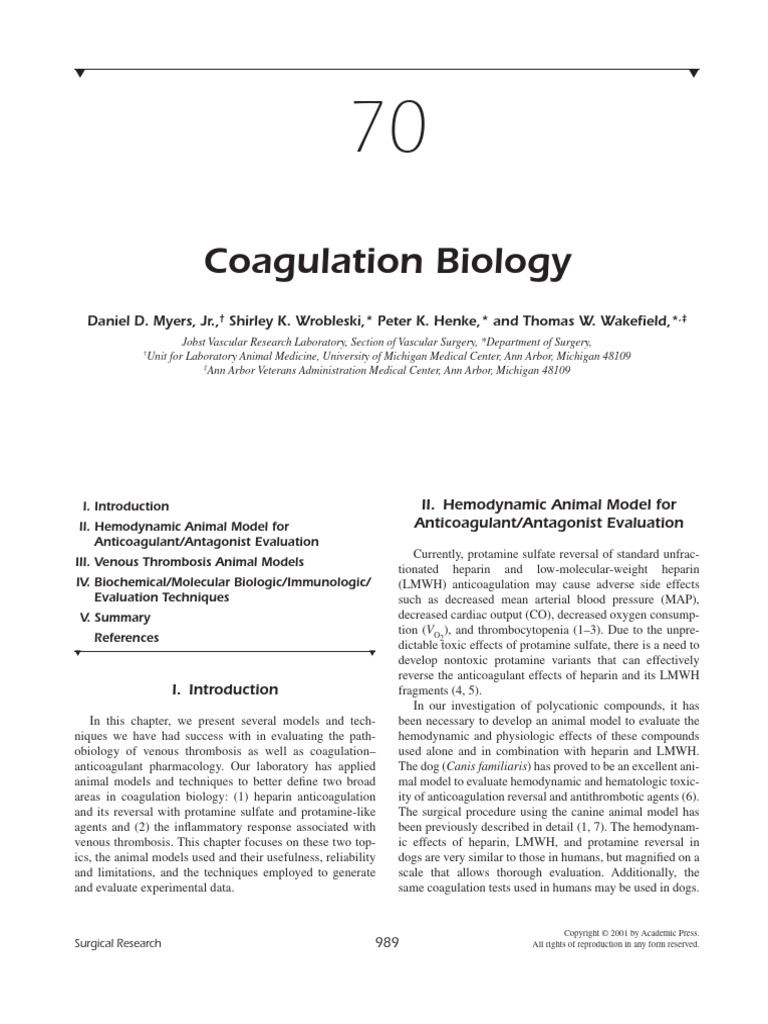 70 Coagulation Biology 2001 Surgical Research | PDF | Coagulation | Thrombosis