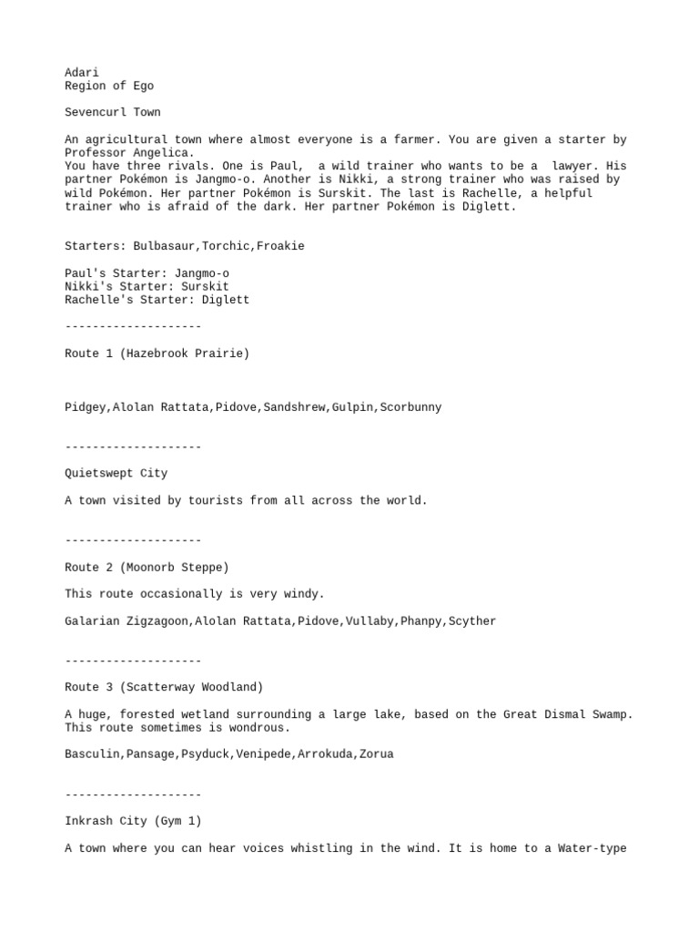 Adari Region | PDF | Pokémon