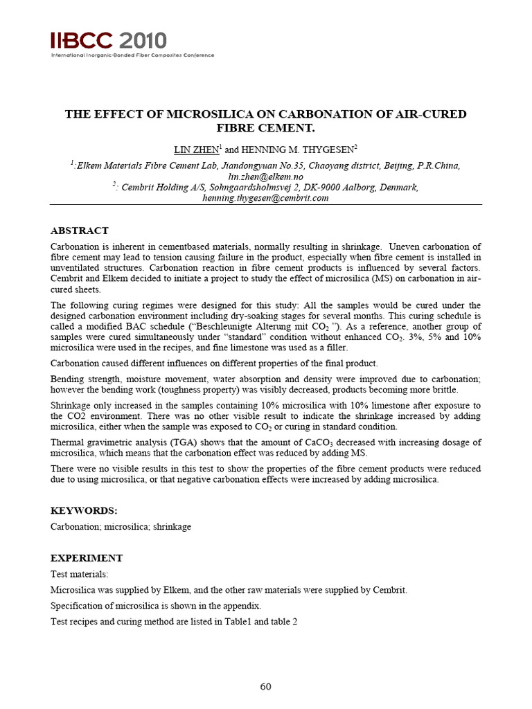 The Effect of Microsilica On Carbonation of Air-Cured Fibre Cement ...