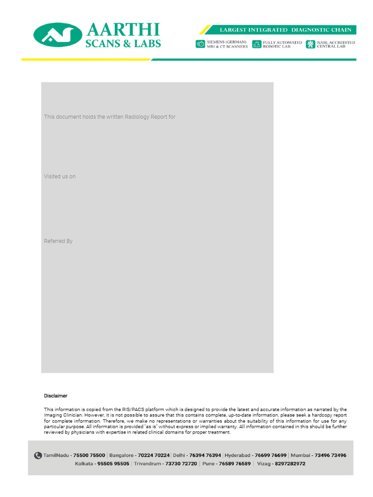 Normal CT Brain Report Summary | PDF