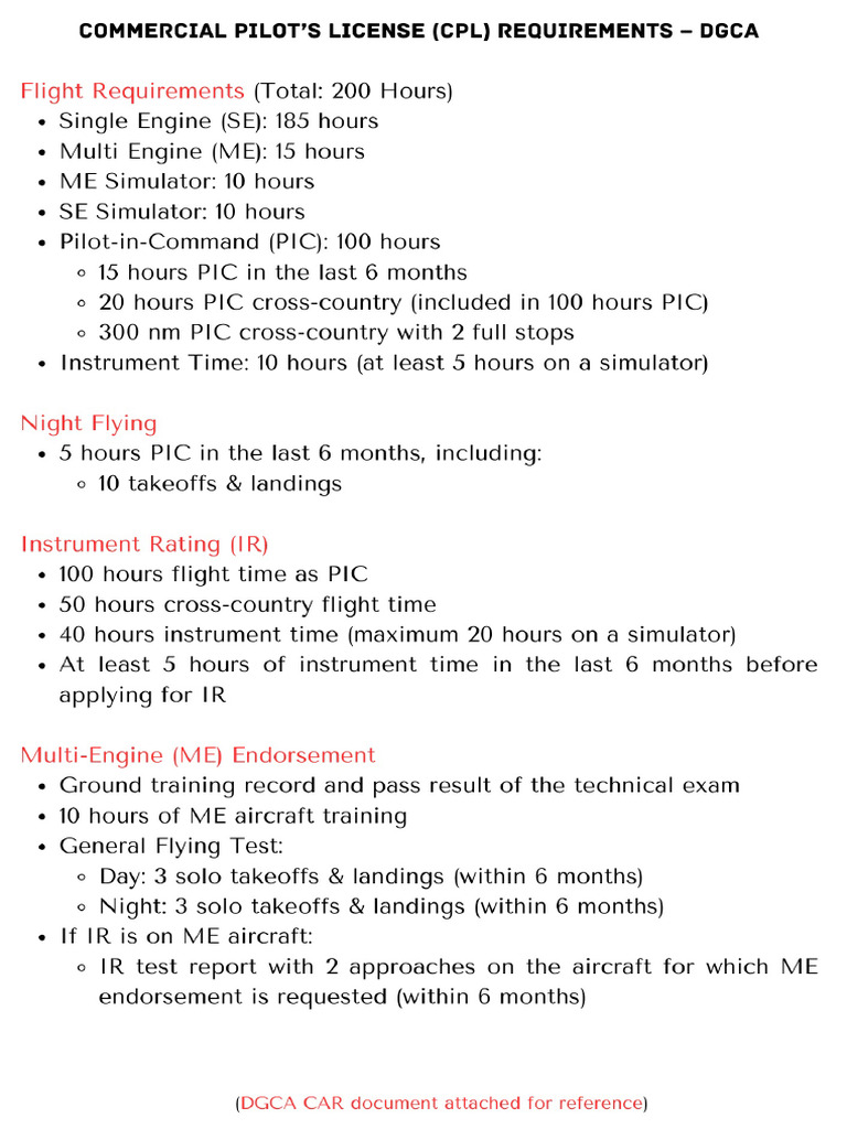CPL Requirements | PDF