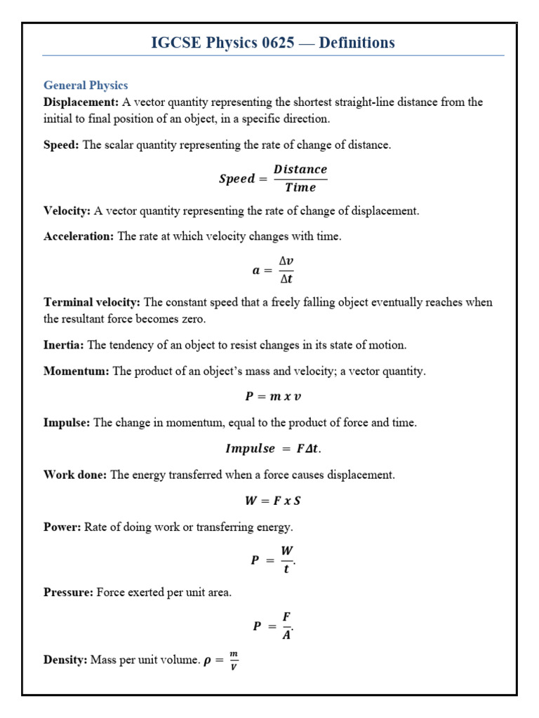 IGCSE Physics Definitions and Key Words | PDF | Waves | Radiation