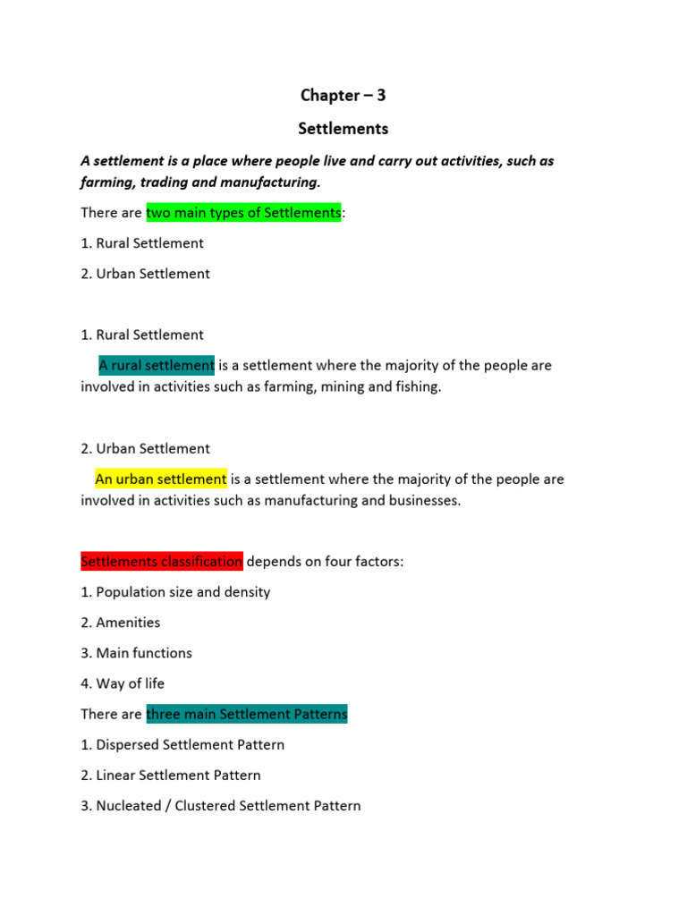 Chapter - 3 Settlements | PDF