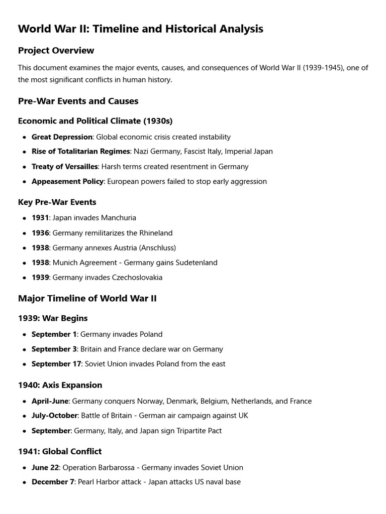 World War II: Causes and Key Events | PDF | Allies Of World War II ...
