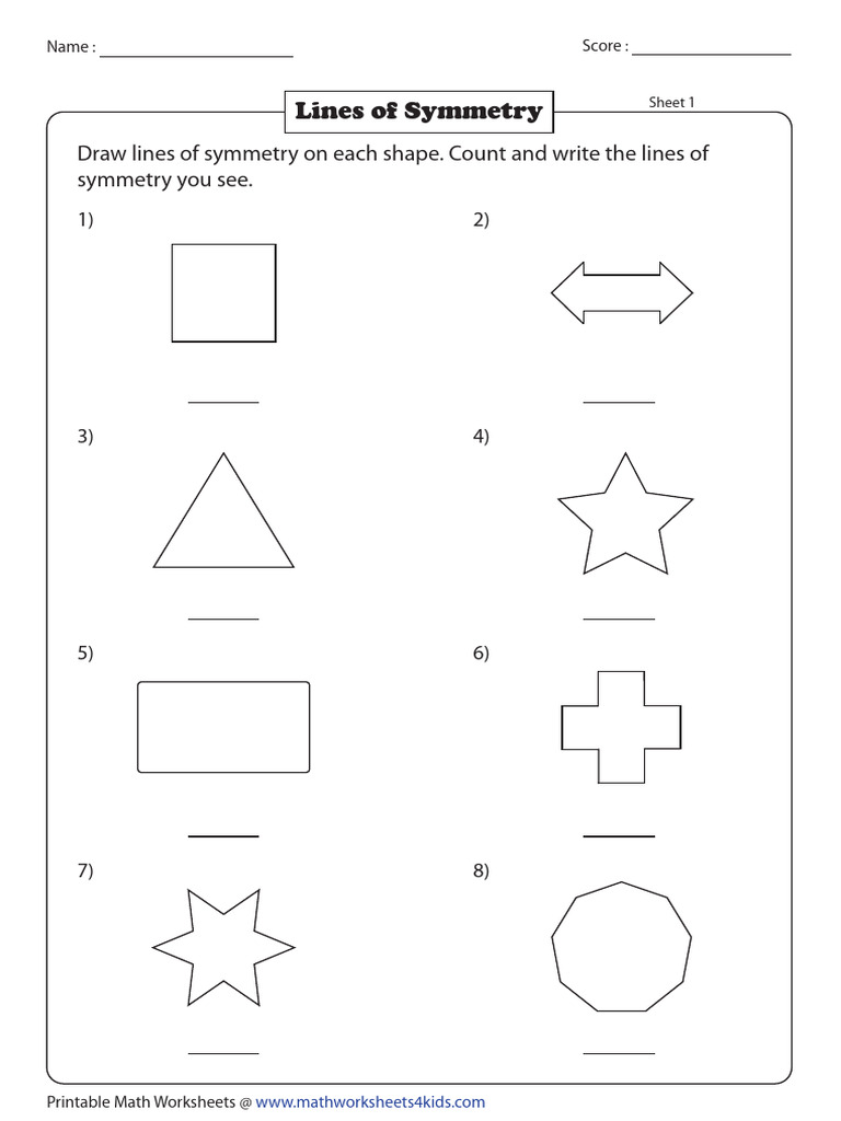 Draw Lines of Symmetry Exercise 1 | PDF