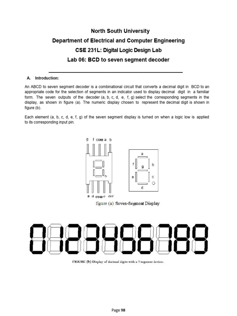 BCD to Seven Segment Decoder Lab Guide | PDF