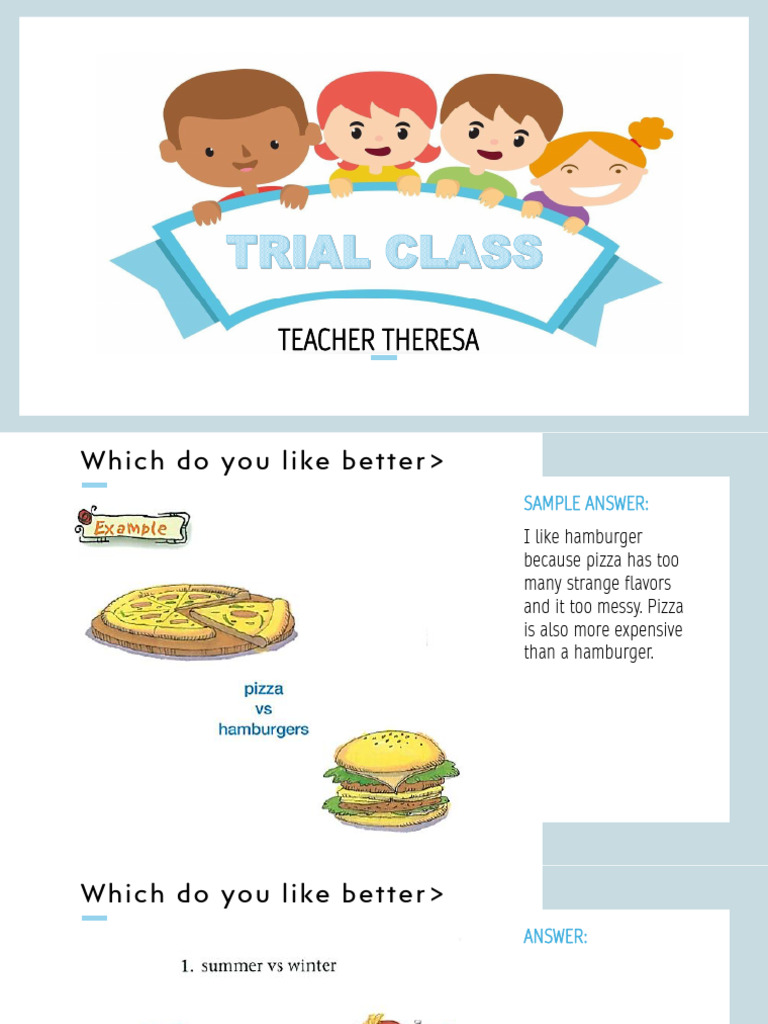 Trial Class (Ub-Kids Speaking) | PDF