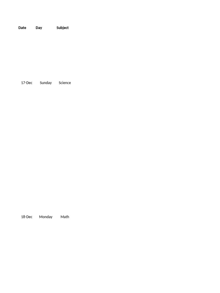 Exam Scedule | PDF