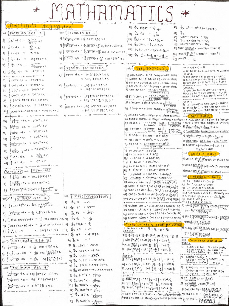 Maths Formula Sheet by Pradeep | PDF