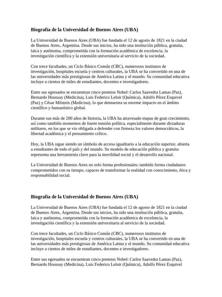 Historia de la Universidad de Buenos Aires | PDF | Universidad