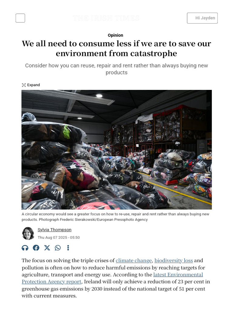We All Need To Consume Less If We Are To Save Our Environment From ...