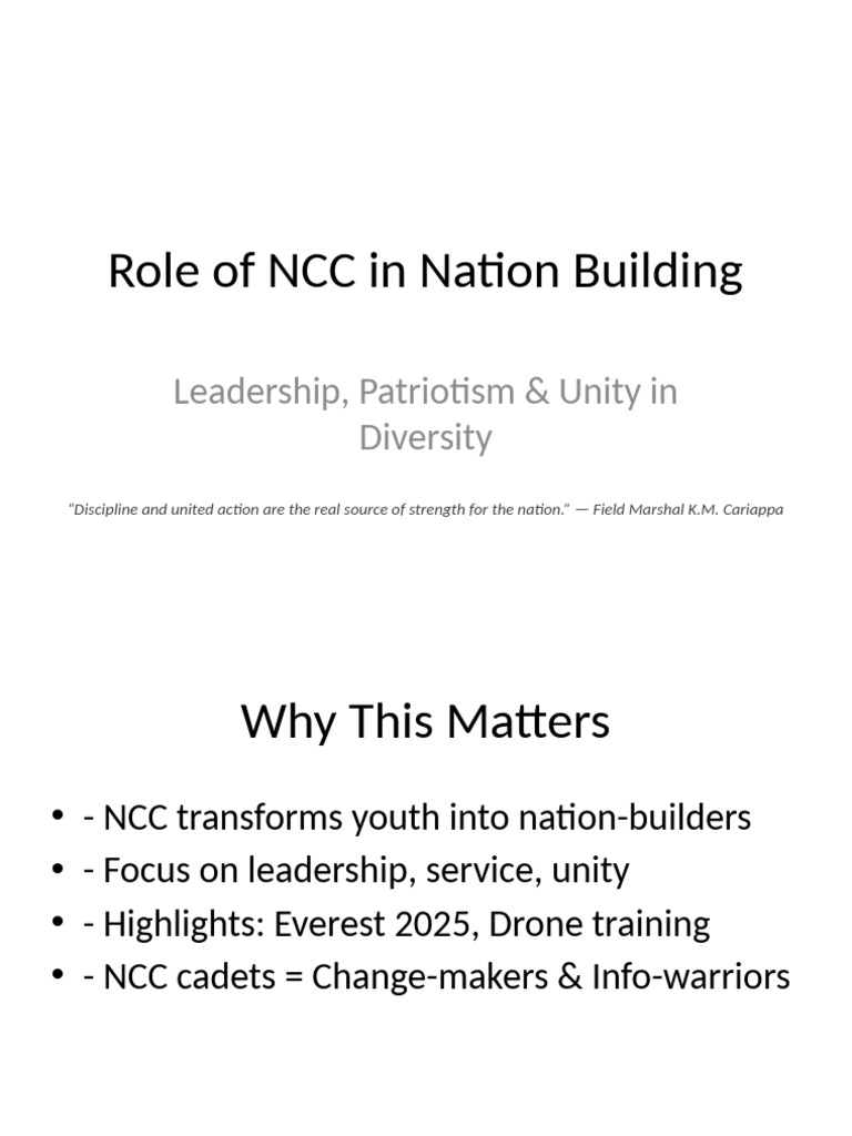 NCC's Role in Nation Building | PDF