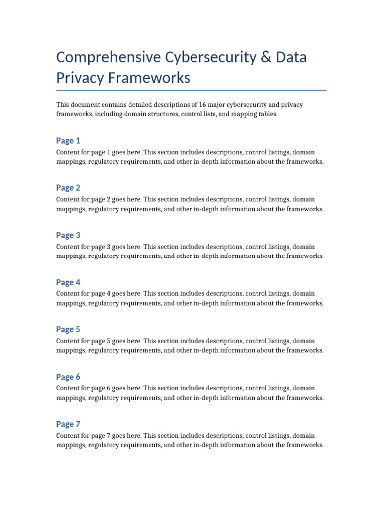 Cybersecurity Data Privacy Frameworks Full | PDF | Data Management ...