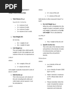 Geotechnical Engineering Formulas: γ kg m lb ft g cm G W e= V V S= V V ...