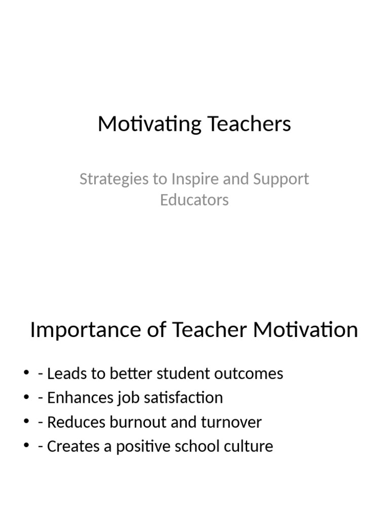 Motivating Teachers | PDF