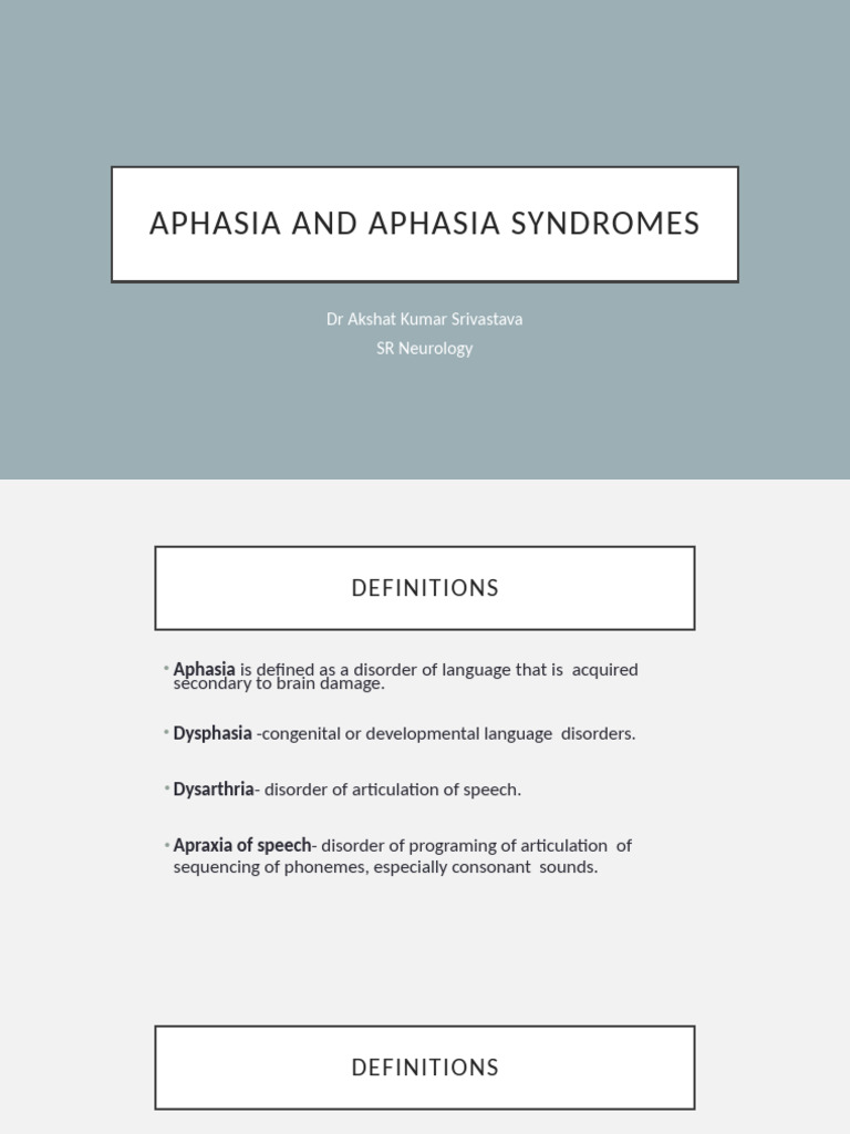 Understanding Aphasia and Its Syndromes | PDF | Aphasia | Speech