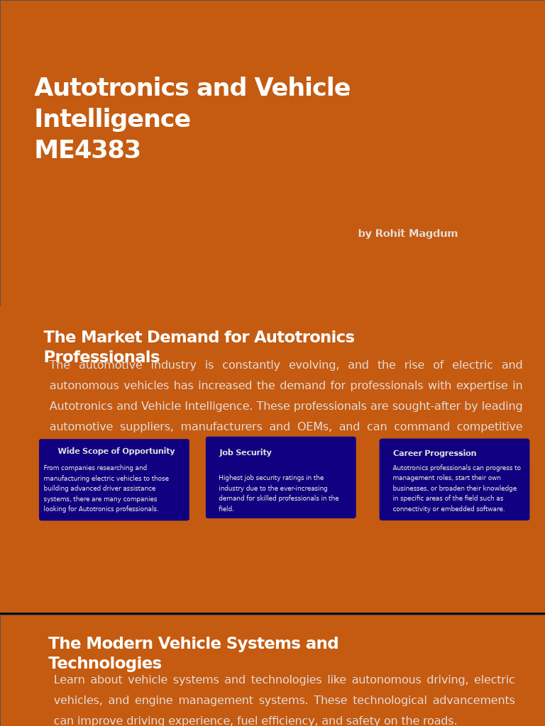 Autotronics: Careers in Vehicle Intelligence | PDF | Engines | Electric ...