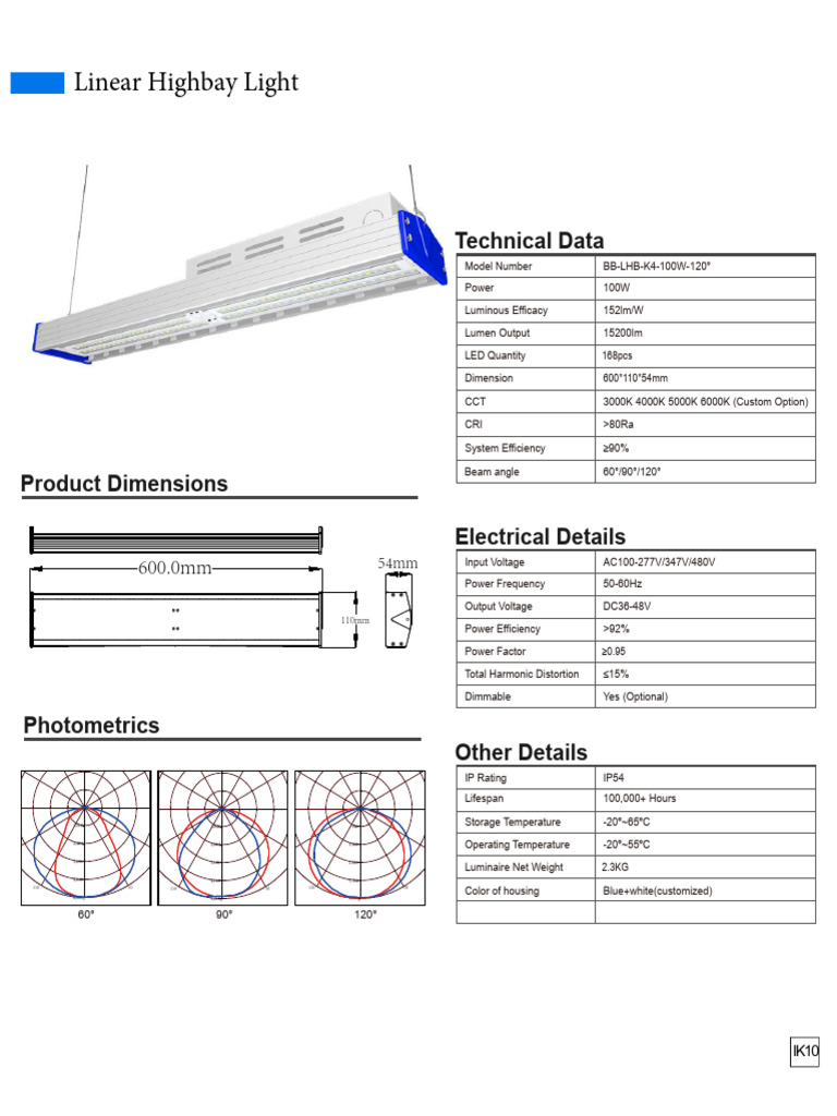 DATASHEET - BB-lHB-K4-120°-100W | PDF | Electronics | Electricity