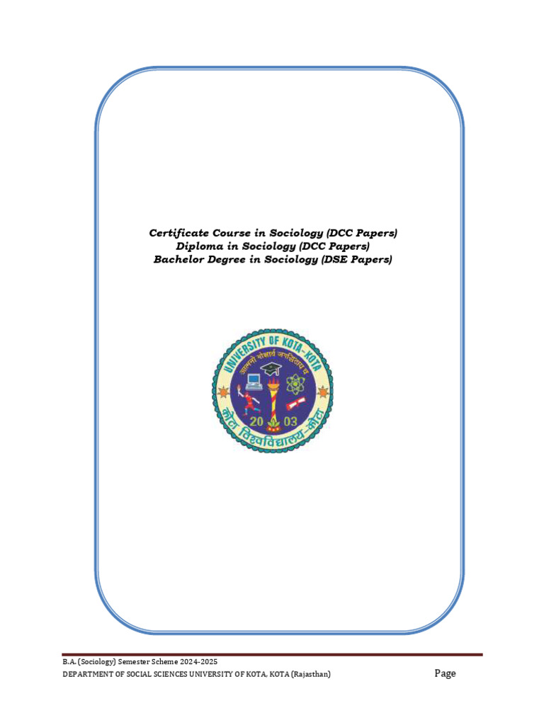 1482 - B.A. Sociology Semester I - VI | PDF | Social Sciences | Sociology