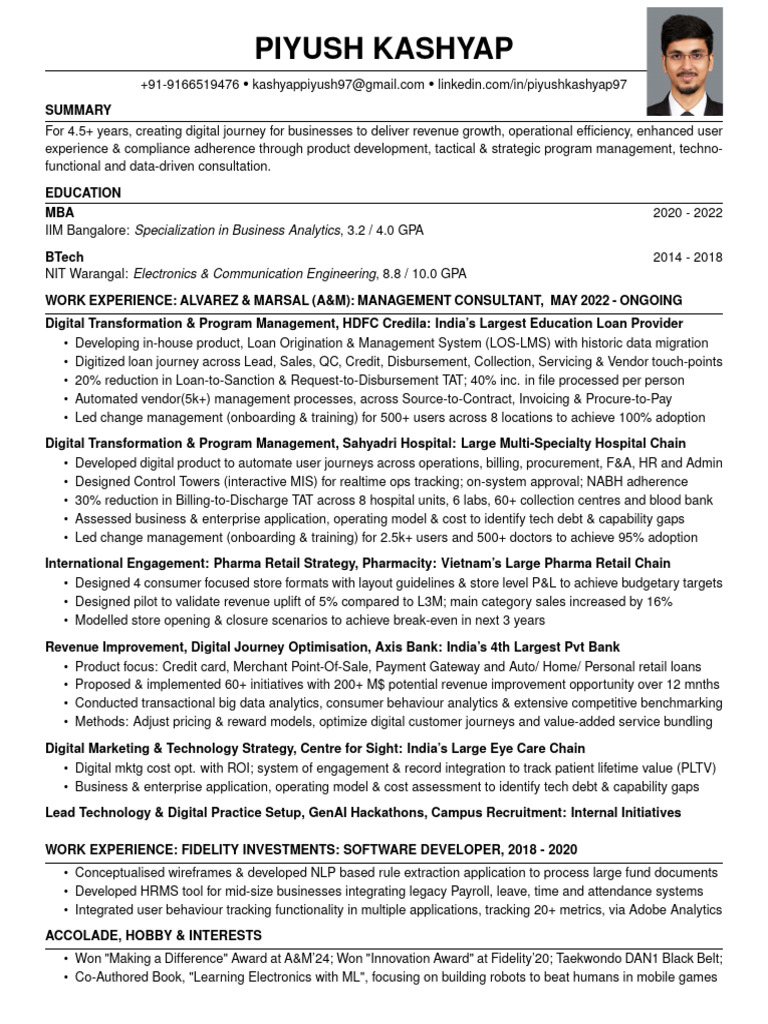 Piyush Kashyap Resume - 16sep | PDF | Analytics | Computing