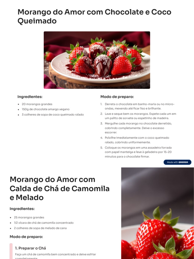 Morango Do Amor Com Chocolate e Coco Queimado | PDF | Chocolate | Culináriar