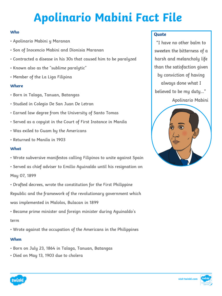 Apolinario Mabini: Life and Legacy | PDF