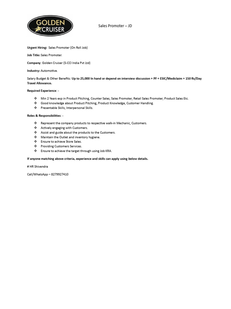 Sales Promoter - S-CCI | PDF