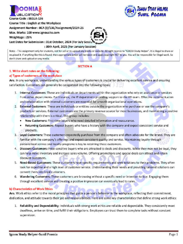 Begla 136 2024 25 | PDF